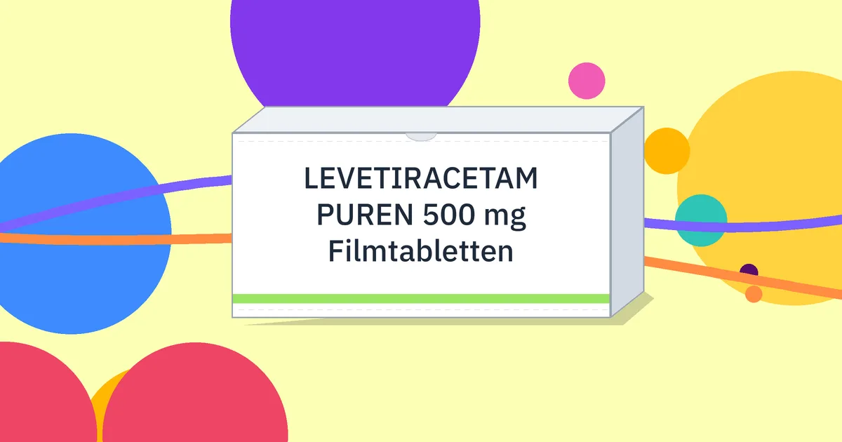 Symbolbild: Packung mit der Aufschrift LEVETIRACETAM PUREN 500 mg Filmtabletten (PZN 12532073) – Verfügbarkeit und Bezug in Apotheken in Frankfurt am Main