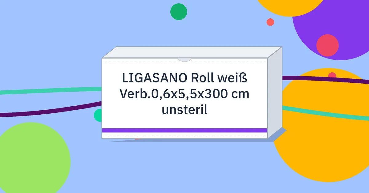 Symbolbild: Packung mit der Aufschrift LIGASANO Roll weiß Verb.0,6x5,5x300 cm unsteril (PZN 17251226) – Verfügbarkeit und Bezug in Apotheken in Frankfurt am Main