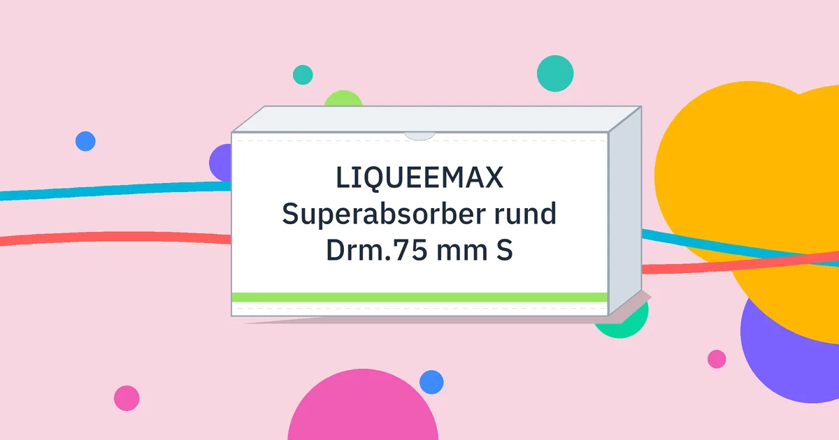 Symbolbild: Packung mit der Aufschrift LIQUEEMAX Superabsorber rund Drm.75 mm S (PZN 19904017) – Verfügbarkeit und Bezug in Apotheken in Frankfurt am Main