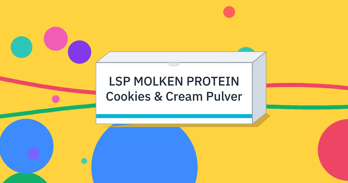 Symbolbild: Packung mit der Aufschrift LSP MOLKEN PROTEIN Cookies & Cream Pulver (PZN 09725236) – Verfügbarkeit und Bezug in Apotheken in Frankfurt am Main