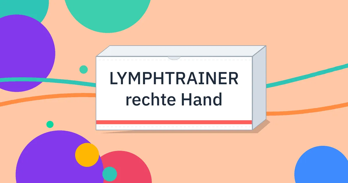 Symbolbild: Packung mit der Aufschrift LYMPHTRAINER rechte Hand (PZN 05452586) – Verfügbarkeit und Bezug in Apotheken in Frankfurt am Main