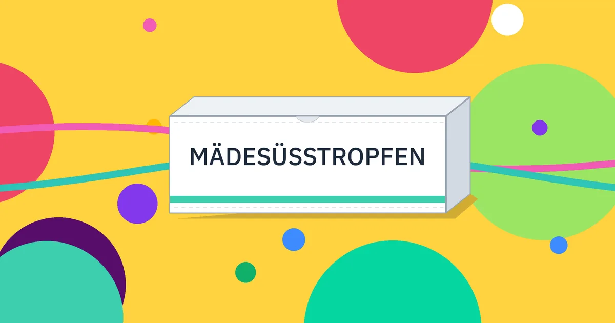 Symbolbild: Packung mit der Aufschrift MÄDESÜSSTROPFEN (PZN 11365845) – Verfügbarkeit und Bezug in Apotheken in Frankfurt am Main