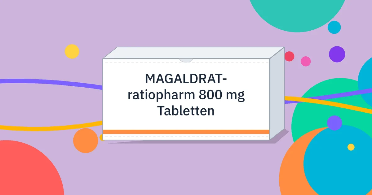 Symbolbild: Packung mit der Aufschrift MAGALDRAT-ratiopharm 800 mg Tabletten (PZN 04869887) – Verfügbarkeit und Bezug in Apotheken in Frankfurt am Main