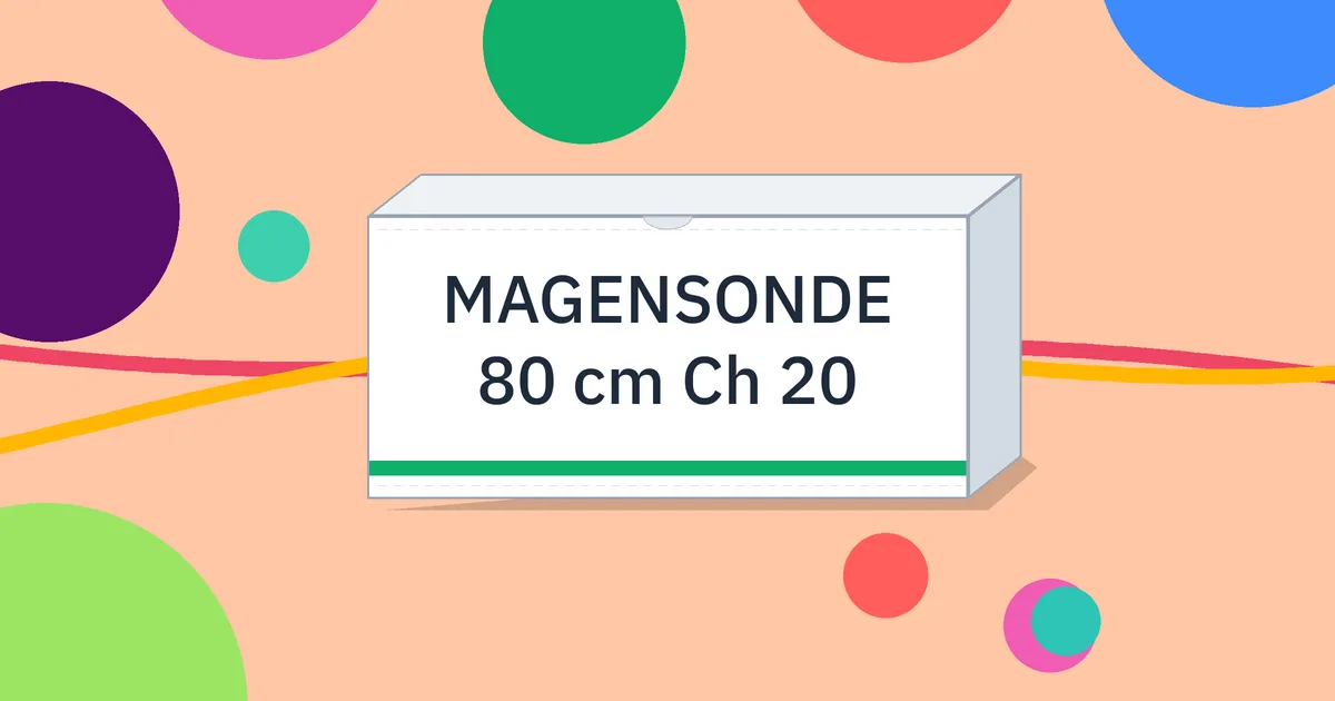 Symbolbild: Packung mit der Aufschrift MAGENSONDE 80 cm Ch 20 (PZN 02448609) – Verfügbarkeit und Bezug in Apotheken in Frankfurt am Main