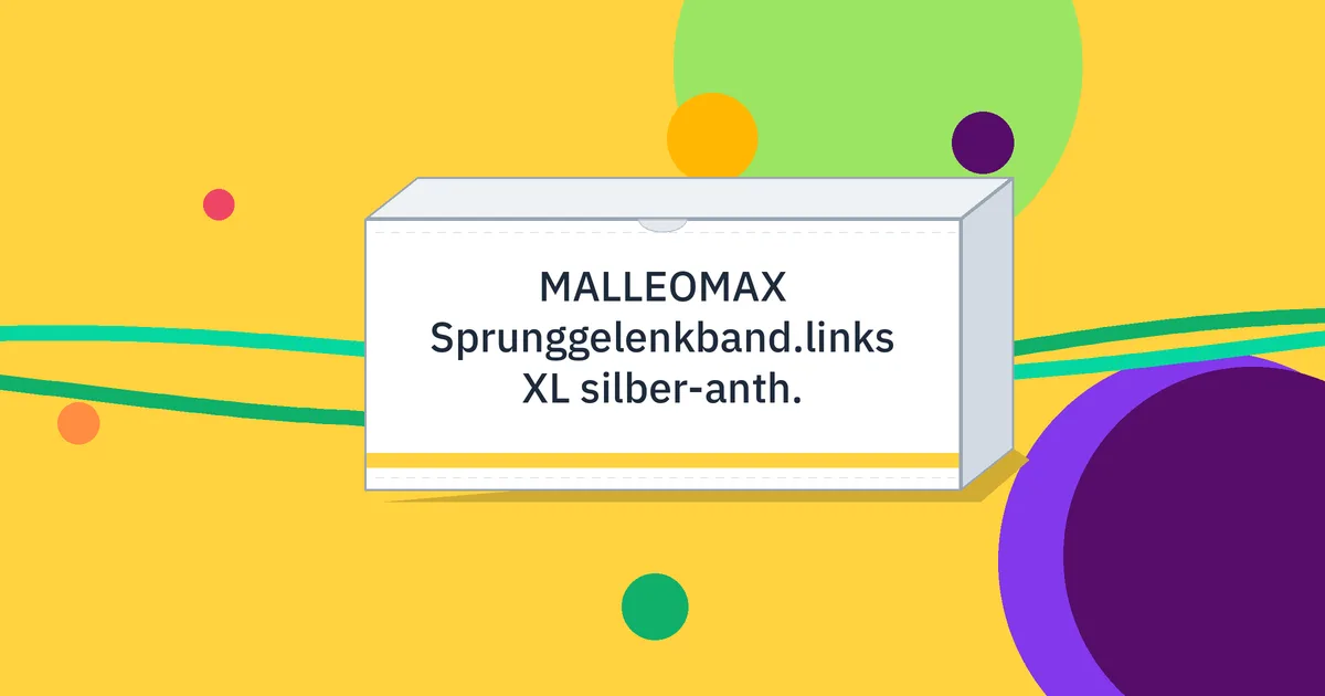 Symbolbild: Packung mit der Aufschrift MALLEOMAX Sprunggelenkband.links XL silber-anth. (PZN 11097787) – Verfügbarkeit und Bezug in Apotheken in Frankfurt am Main