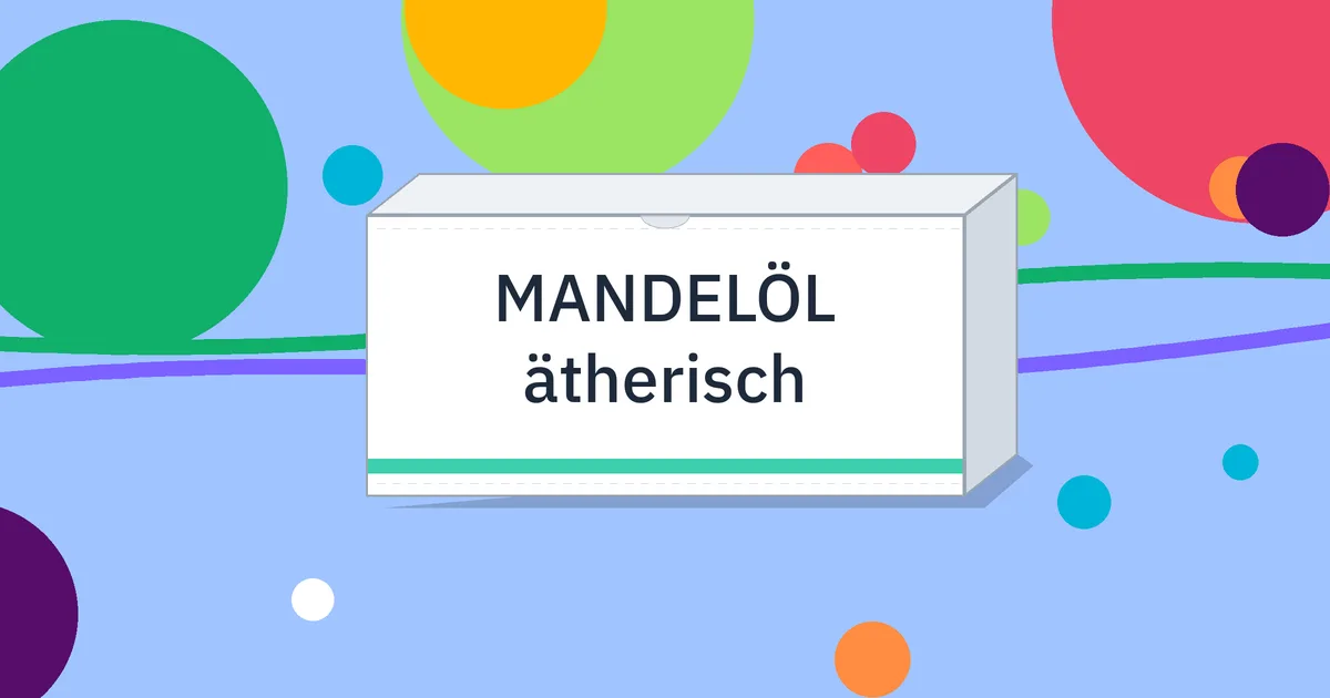 Symbolbild: Packung mit der Aufschrift MANDELÖL ätherisch (PZN 18251352) – Verfügbarkeit und Bezug in Apotheken in Frankfurt am Main
