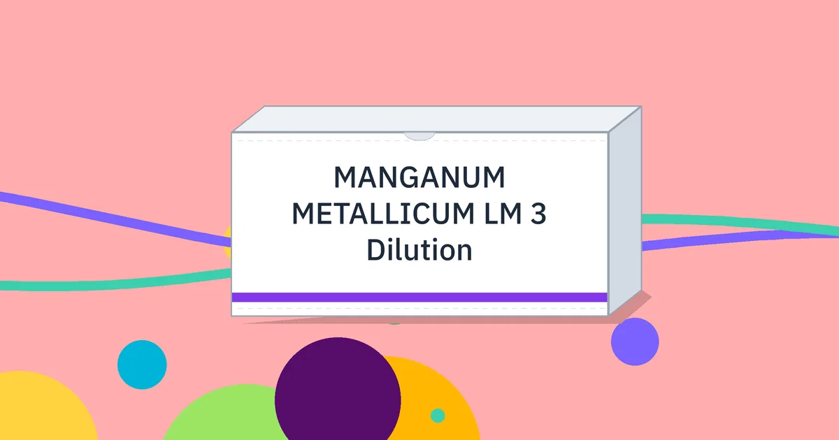 Symbolbild: Packung mit der Aufschrift MANGANUM METALLICUM LM 3 Dilution (PZN 12943178) – Verfügbarkeit und Bezug in Apotheken in Frankfurt am Main