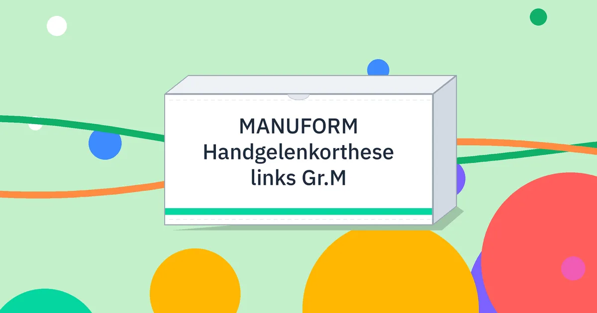 Symbolbild: Packung mit der Aufschrift MANUFORM Handgelenkorthese links Gr.M (PZN 15608457) – Verfügbarkeit und Bezug in Apotheken in Frankfurt am Main