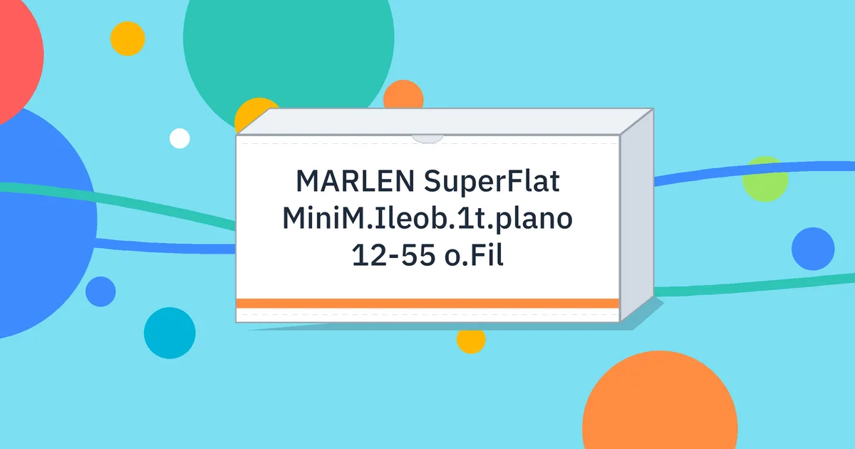 Symbolbild: Packung mit der Aufschrift MARLEN SuperFlat MiniM.Ileob.1t.plano 12-55 o.Fil (PZN 14407716) – Verfügbarkeit und Bezug in Apotheken in Frankfurt am Main