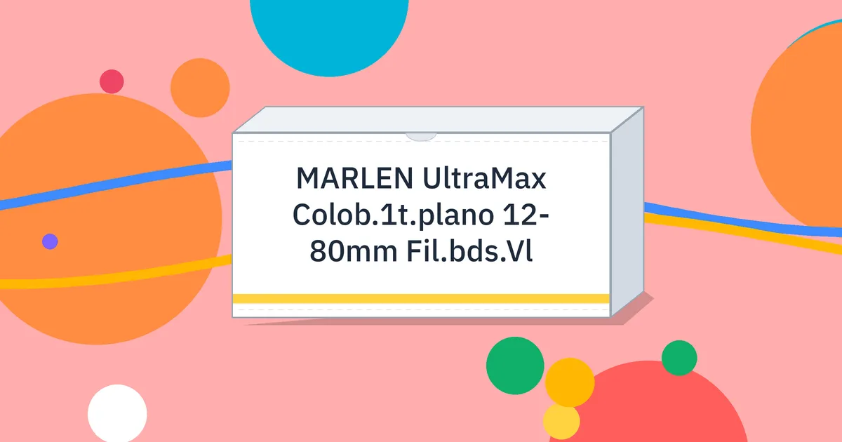 Symbolbild: Packung mit der Aufschrift MARLEN UltraMax Colob.1t.plano 12-80mm Fil.bds.Vl (PZN 14363812) – Verfügbarkeit und Bezug in Apotheken in Frankfurt am Main