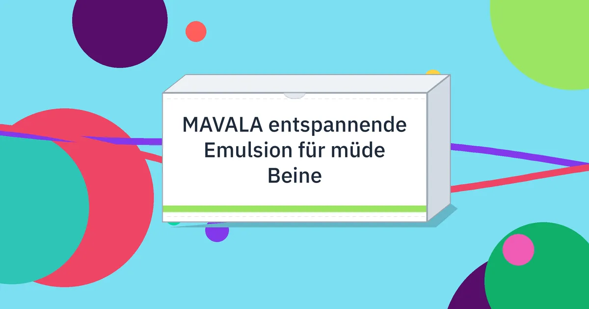 Symbolbild: Packung mit der Aufschrift MAVALA entspannende Emulsion für müde Beine (PZN 15897214) – Verfügbarkeit und Bezug in Apotheken in Frankfurt am Main