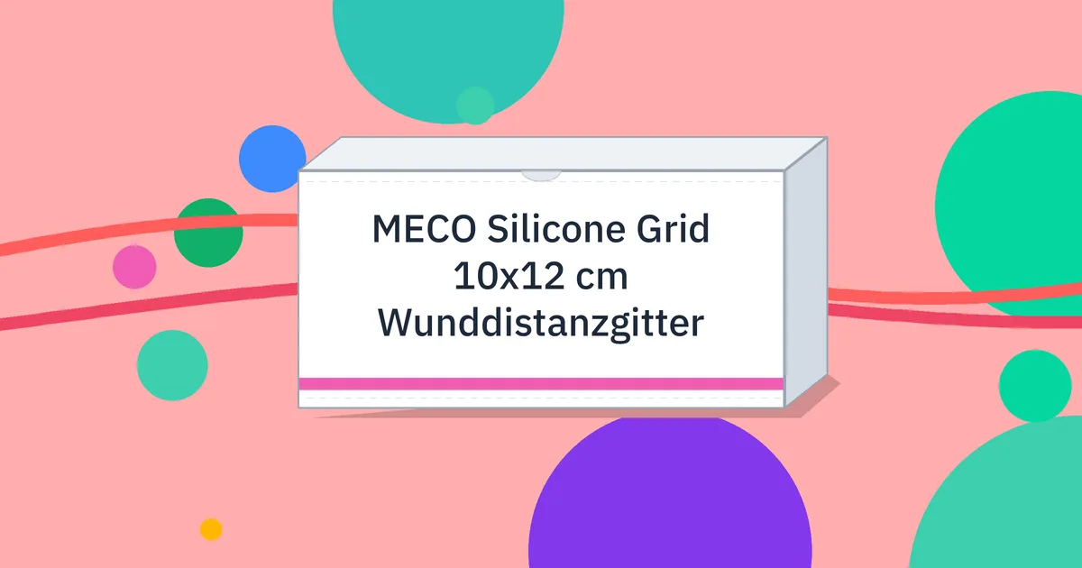 Symbolbild: Packung mit der Aufschrift MECO Silicone Grid 10x12 cm Wunddistanzgitter (PZN 20090672) – Verfügbarkeit und Bezug in Apotheken in Frankfurt am Main