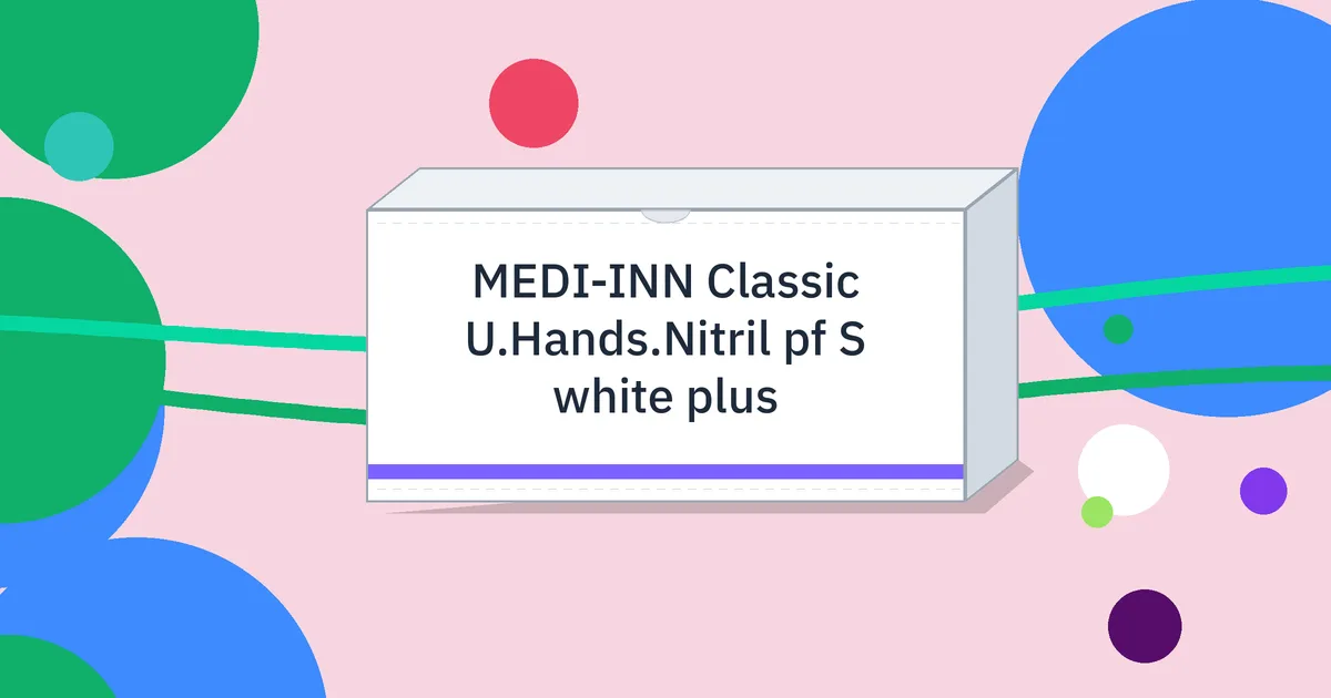 Symbolbild: Packung mit der Aufschrift MEDI-INN Classic U.Hands.Nitril pf S white plus (PZN 18854168) – Verfügbarkeit und Bezug in Apotheken in Frankfurt am Main