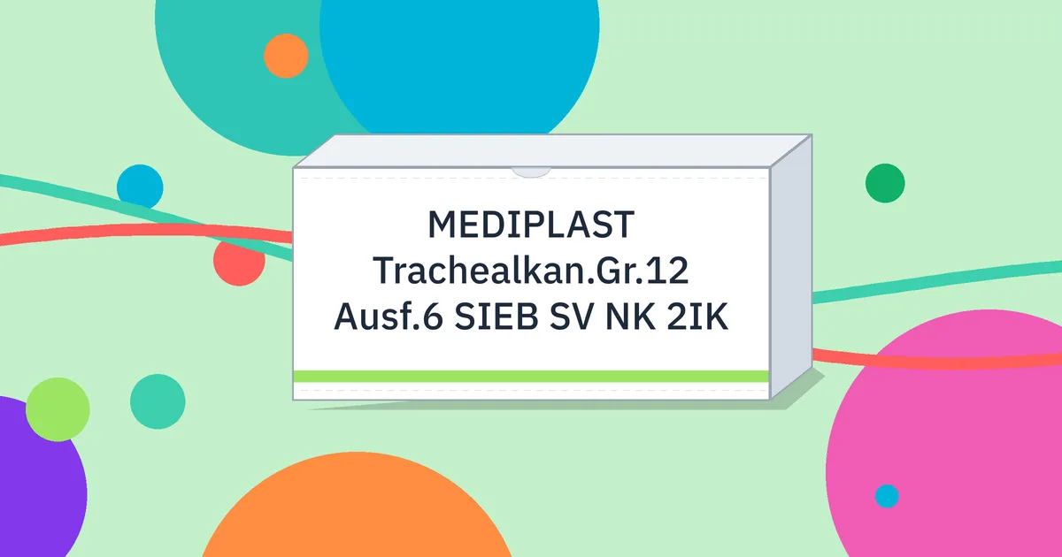 Symbolbild: Packung mit der Aufschrift MEDIPLAST Trachealkan.Gr.12 Ausf.6 SIEB SV NK 2IK (PZN 04527626) – Verfügbarkeit und Bezug in Apotheken in Frankfurt am Main