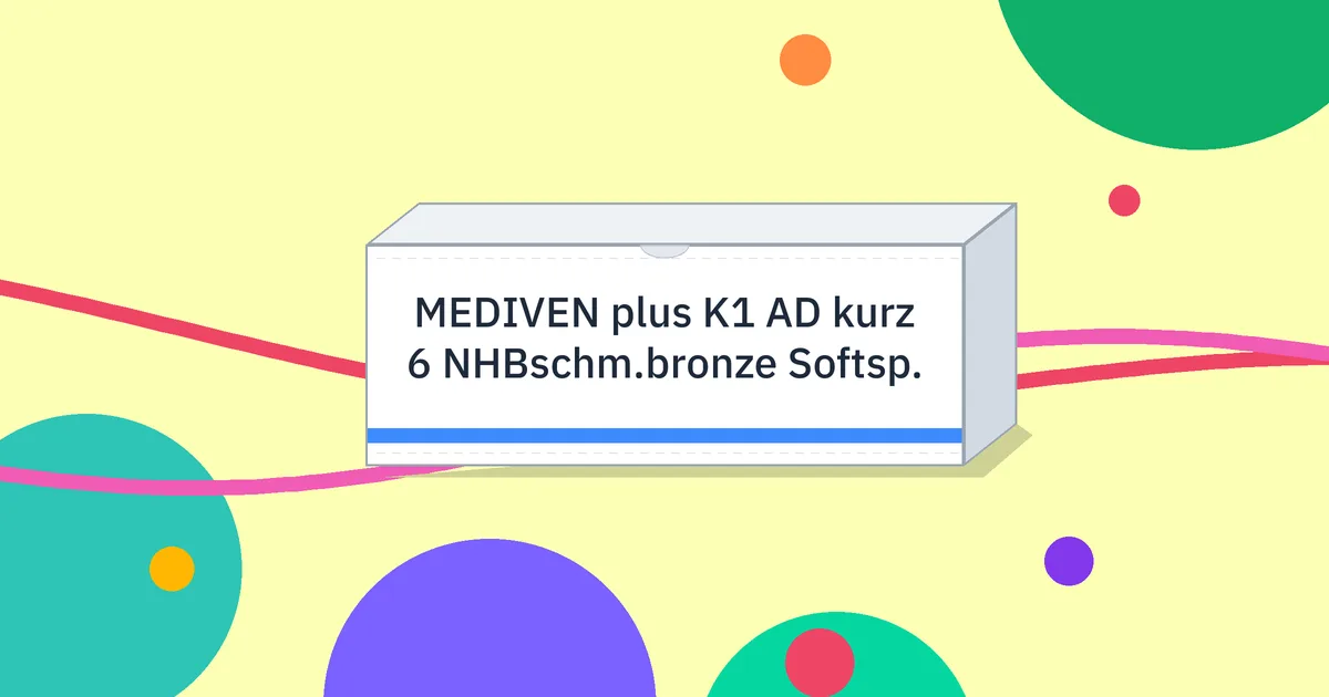 Symbolbild: Packung mit der Aufschrift MEDIVEN plus K1 AD kurz 6 NHBschm.bronze Softsp. (PZN 15899779) – Verfügbarkeit und Bezug in Apotheken in Frankfurt am Main