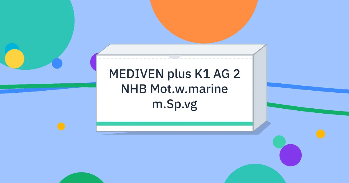 Symbolbild: Packung mit der Aufschrift MEDIVEN plus K1 AG 2 NHB Mot.w.marine m.Sp.vg (PZN 15920864) – Verfügbarkeit und Bezug in Apotheken in Frankfurt am Main