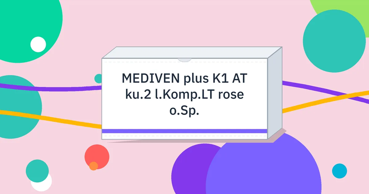 Symbolbild: Packung mit der Aufschrift MEDIVEN plus K1 AT ku.2 l.Komp.LT rose o.Sp. (PZN 15029216) – Verfügbarkeit und Bezug in Apotheken in Frankfurt am Main