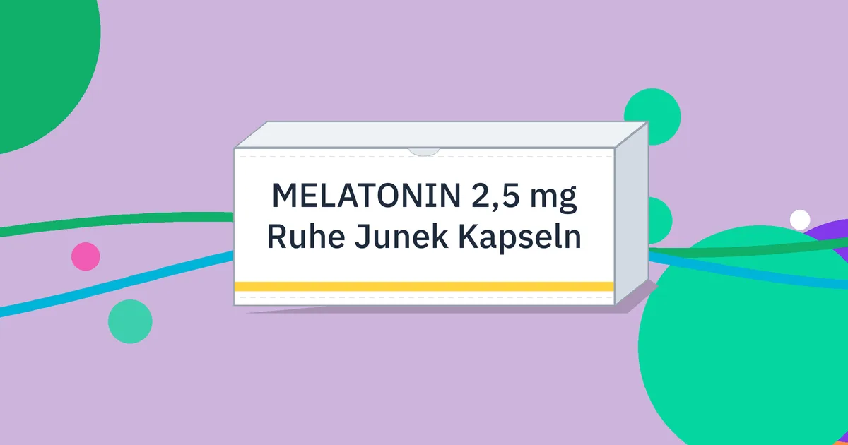 Symbolbild: Packung mit der Aufschrift MELATONIN 2,5 mg Ruhe Junek Kapseln (PZN 17900239) – Verfügbarkeit und Bezug in Apotheken in Frankfurt am Main