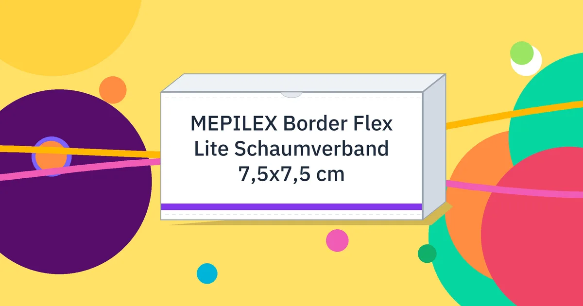 Symbolbild: Packung mit der Aufschrift MEPILEX Border Flex Lite Schaumverband 7,5x7,5 cm (PZN 17594268) – Verfügbarkeit und Bezug in Apotheken in Frankfurt am Main