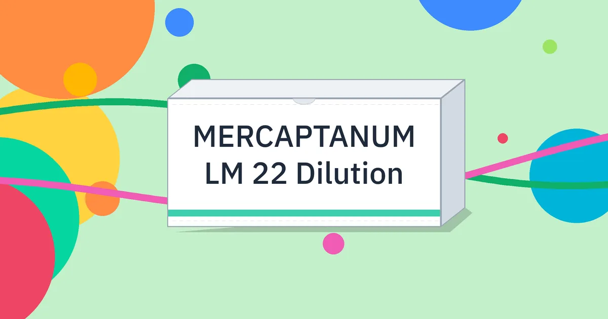 Symbolbild: Packung mit der Aufschrift MERCAPTANUM LM 22 Dilution (PZN 13605756) – Verfügbarkeit und Bezug in Apotheken in Frankfurt am Main