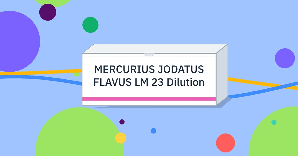 Symbolbild: Packung mit der Aufschrift MERCURIUS JODATUS FLAVUS LM 23 Dilution (PZN 12951930) – Verfügbarkeit und Bezug in Apotheken in Frankfurt am Main