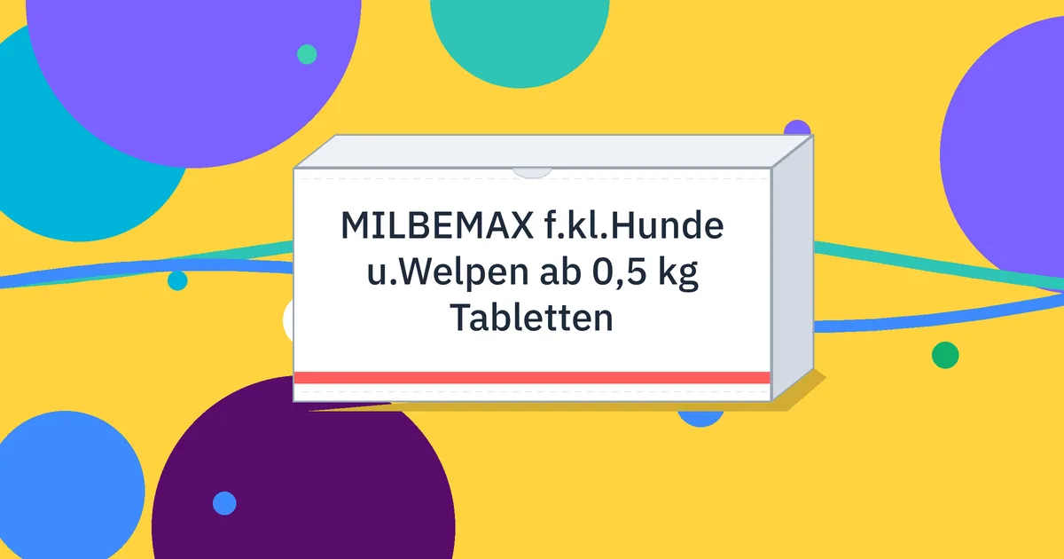 Symbolbild: Packung mit der Aufschrift MILBEMAX f.kl.Hunde u.Welpen ab 0,5 kg Tabletten (PZN 01345729) – Verfügbarkeit und Bezug in Apotheken in Frankfurt am Main