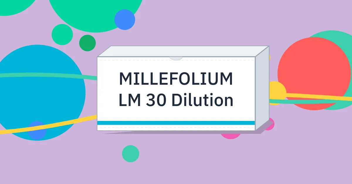 Symbolbild: Packung mit der Aufschrift MILLEFOLIUM LM 30 Dilution (PZN 13608157) – Verfügbarkeit und Bezug in Apotheken in Frankfurt am Main