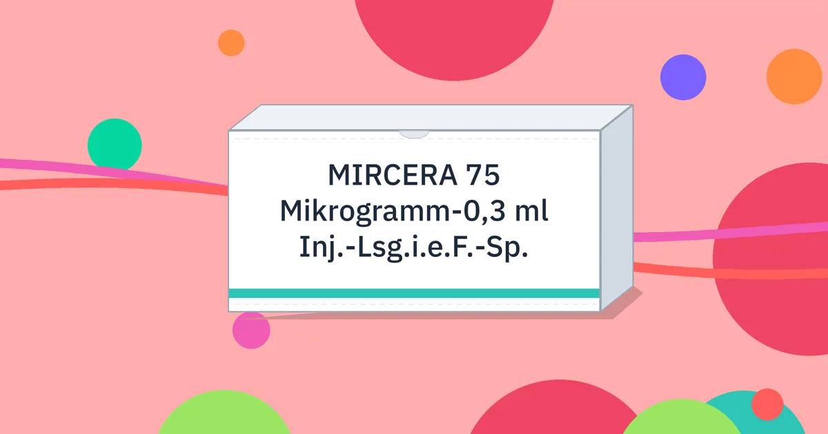 Symbolbild: Packung mit der Aufschrift MIRCERA 75 Mikrogramm-0,3 ml Inj.-Lsg.i.e.F.-Sp. (PZN 09393030) – Verfügbarkeit und Bezug in Apotheken in Frankfurt am Main