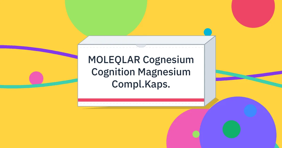 Symbolbild: Packung mit der Aufschrift MOLEQLAR Cognesium Cognition Magnesium Compl.Kaps. (PZN 20584486) – Verfügbarkeit und Bezug in Apotheken in Frankfurt am Main