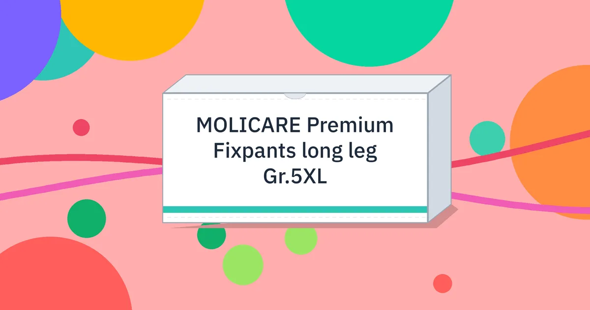 Symbolbild: Packung mit der Aufschrift MOLICARE Premium Fixpants long leg Gr.5XL (PZN 17249896) – Verfügbarkeit und Bezug in Apotheken in Frankfurt am Main