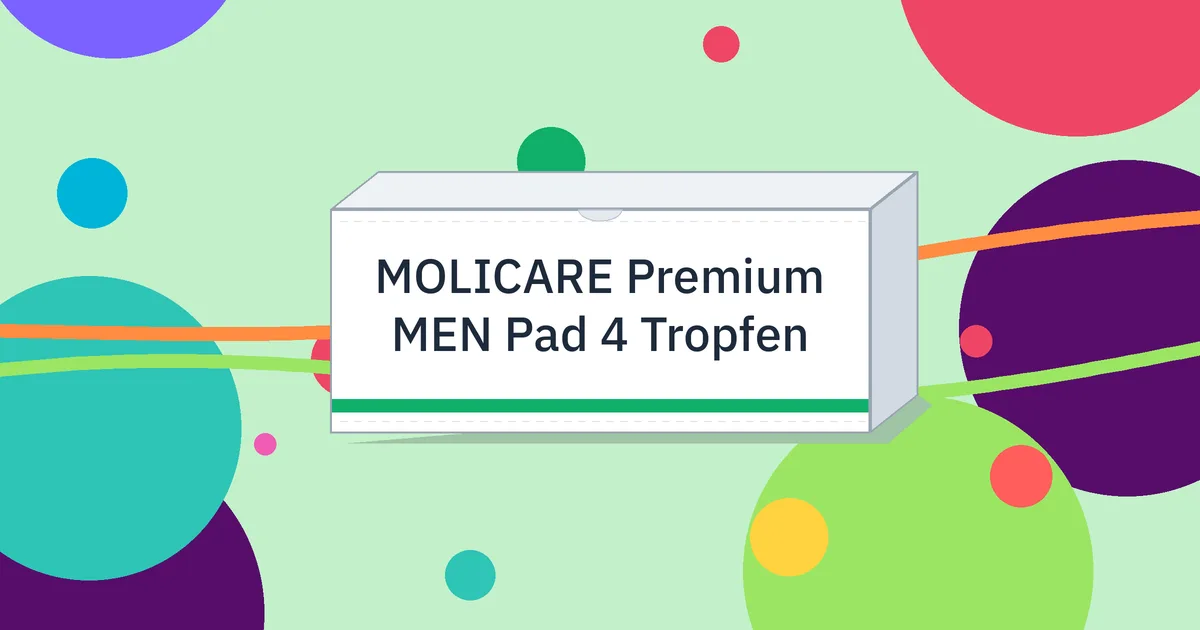 Symbolbild: Packung mit der Aufschrift MOLICARE Premium MEN Pad 4 Tropfen (PZN 13982513) – Verfügbarkeit und Bezug in Apotheken in Frankfurt am Main