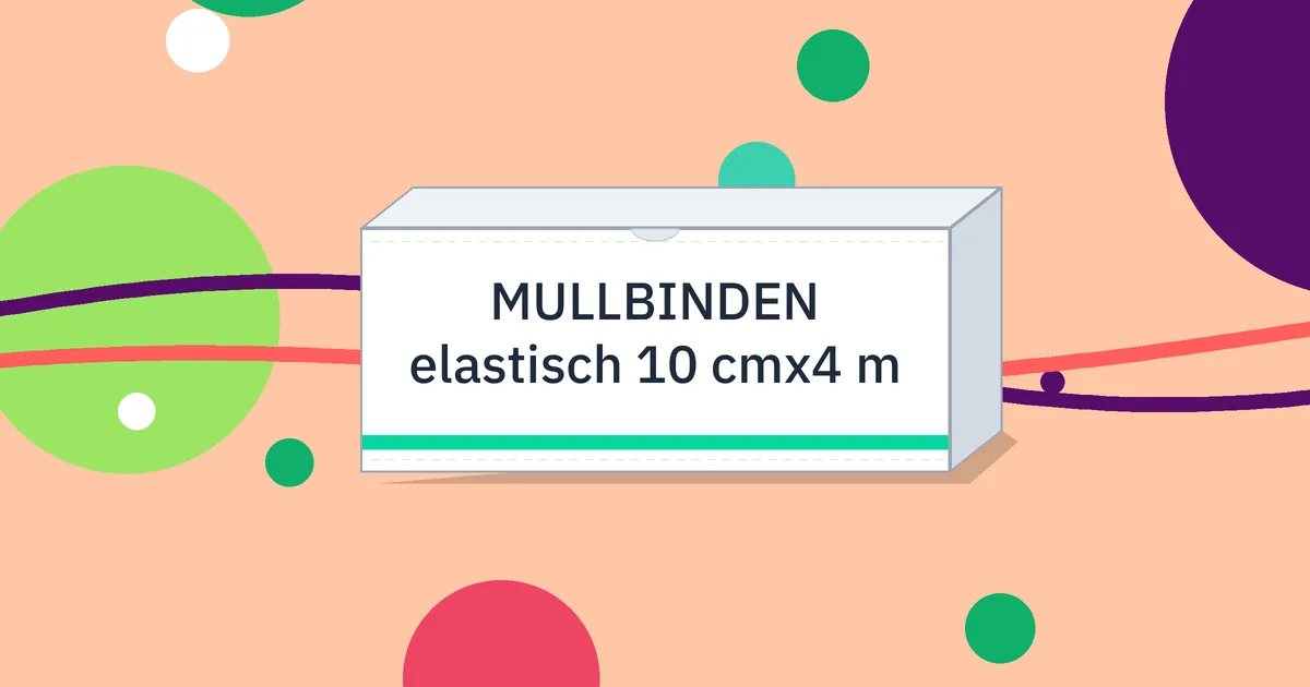 Symbolbild: Packung mit der Aufschrift MULLBINDEN elastisch 10 cmx4 m (PZN 04095084) – Verfügbarkeit und Bezug in Apotheken in Frankfurt am Main