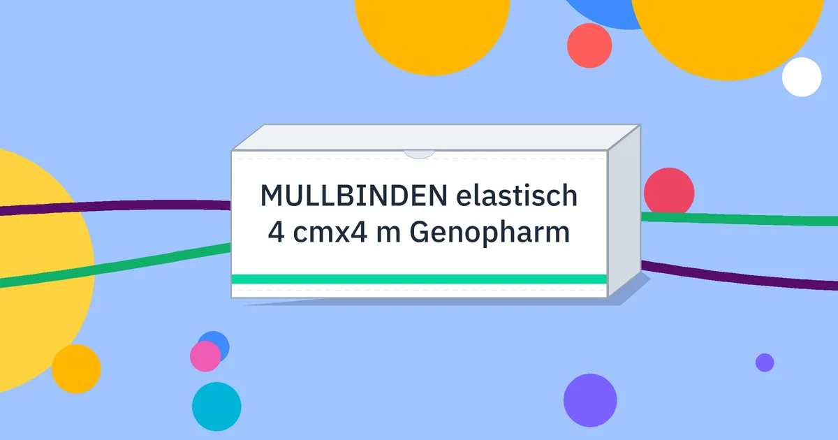 Symbolbild: Packung mit der Aufschrift MULLBINDEN elastisch 4 cmx4 m Genopharm (PZN 08672756) – Verfügbarkeit und Bezug in Apotheken in Frankfurt am Main