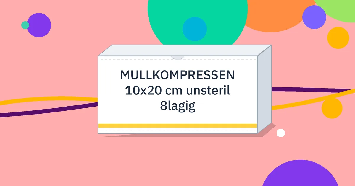 Symbolbild: Packung mit der Aufschrift MULLKOMPRESSEN 10x20 cm unsteril 8lagig (PZN 01651550) – Verfügbarkeit und Bezug in Apotheken in Frankfurt am Main