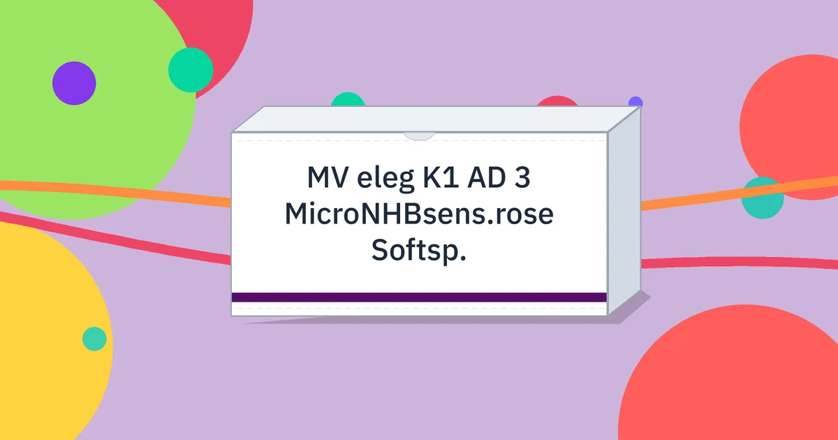 Symbolbild: Packung mit der Aufschrift MV eleg K1 AD 3 MicroNHBsens.rose Softsp. (PZN 15669393) – Verfügbarkeit und Bezug in Apotheken in Frankfurt am Main