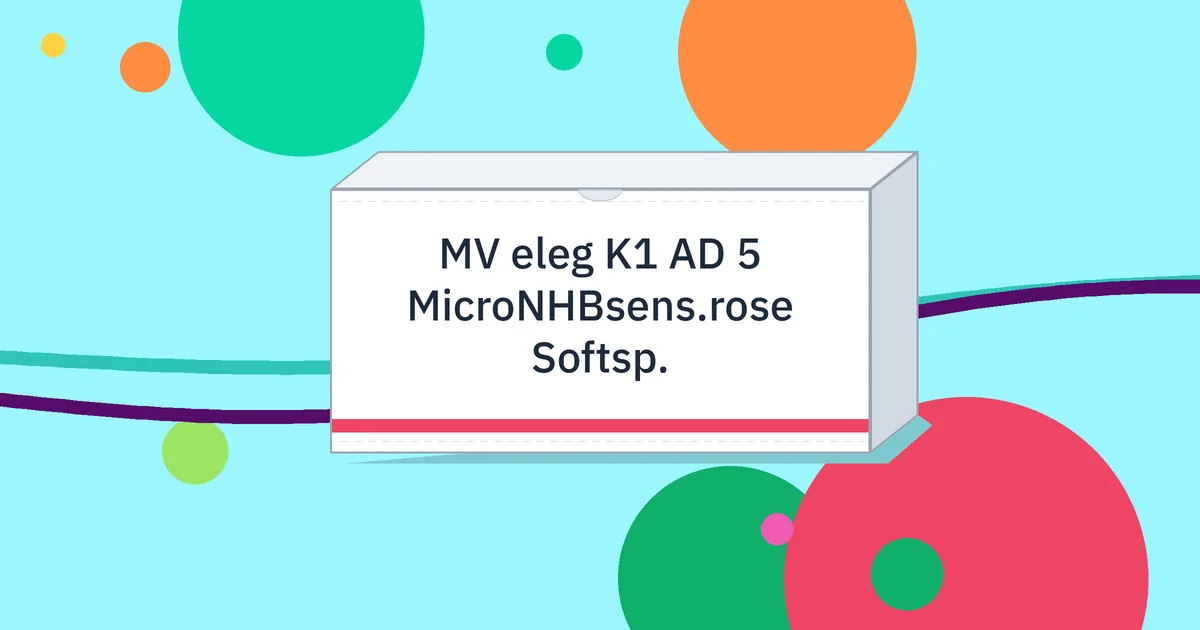 Symbolbild: Packung mit der Aufschrift MV eleg K1 AD 5 MicroNHBsens.rose Softsp. (PZN 15669418) – Verfügbarkeit und Bezug in Apotheken in Frankfurt am Main