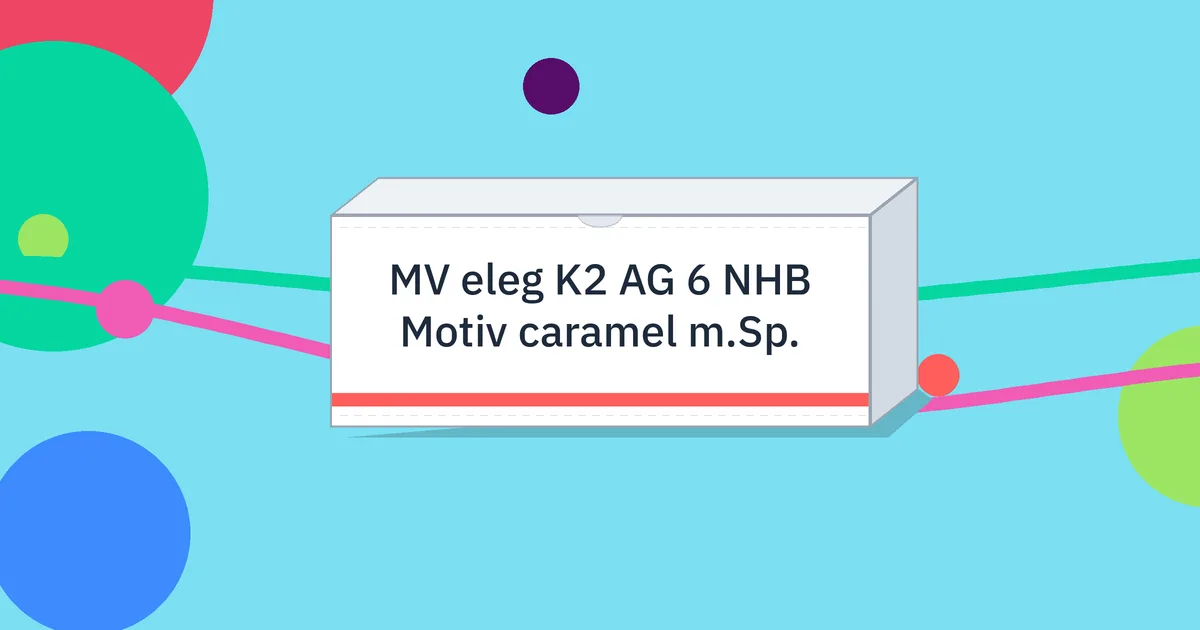 Symbolbild: Packung mit der Aufschrift MV eleg K2 AG 6 NHB Motiv caramel m.Sp. (PZN 15722816) – Verfügbarkeit und Bezug in Apotheken in Frankfurt am Main