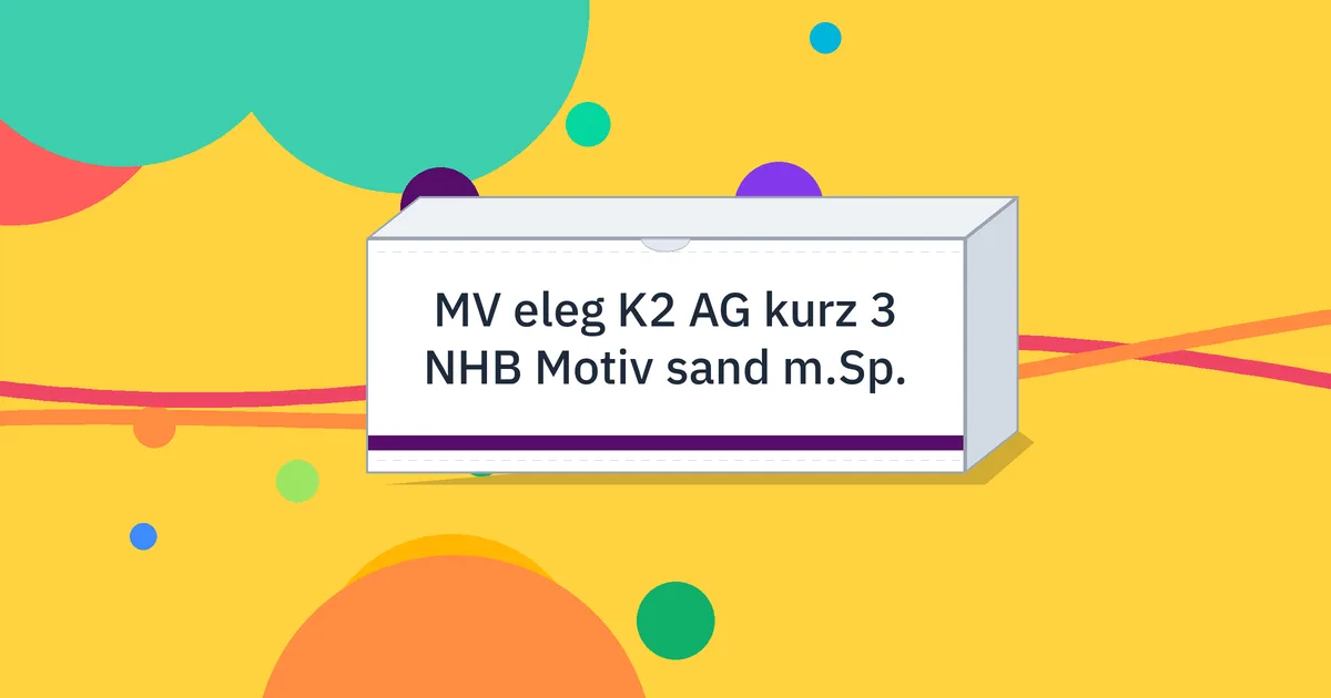 Symbolbild: Packung mit der Aufschrift MV eleg K2 AG kurz 3 NHB Motiv sand m.Sp. (PZN 18926643) – Verfügbarkeit und Bezug in Apotheken in Frankfurt am Main