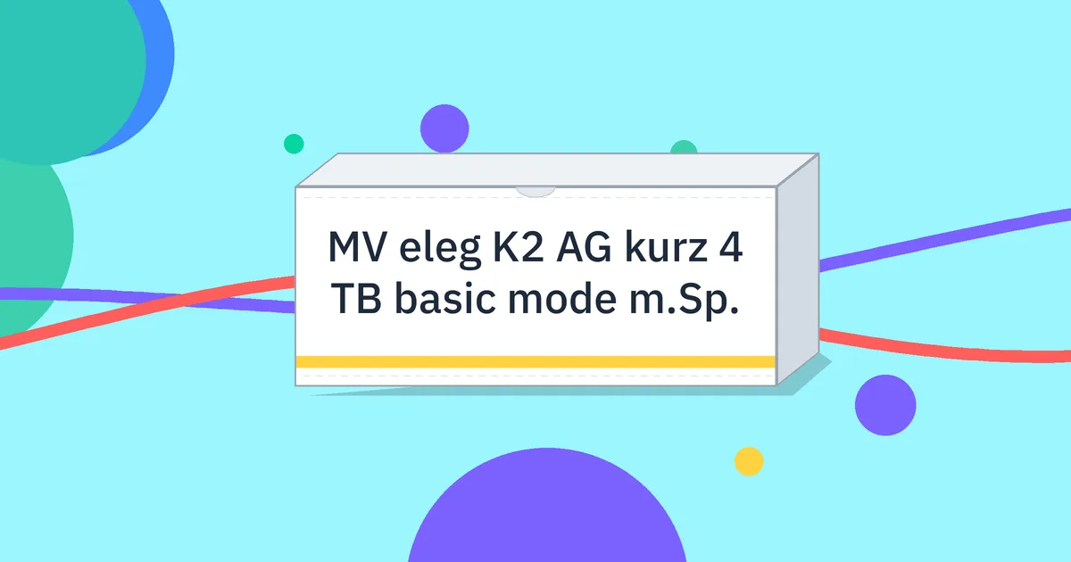 Symbolbild: Packung mit der Aufschrift MV eleg K2 AG kurz 4 TB basic mode m.Sp. (PZN 09881002) – Verfügbarkeit und Bezug in Apotheken in Frankfurt am Main