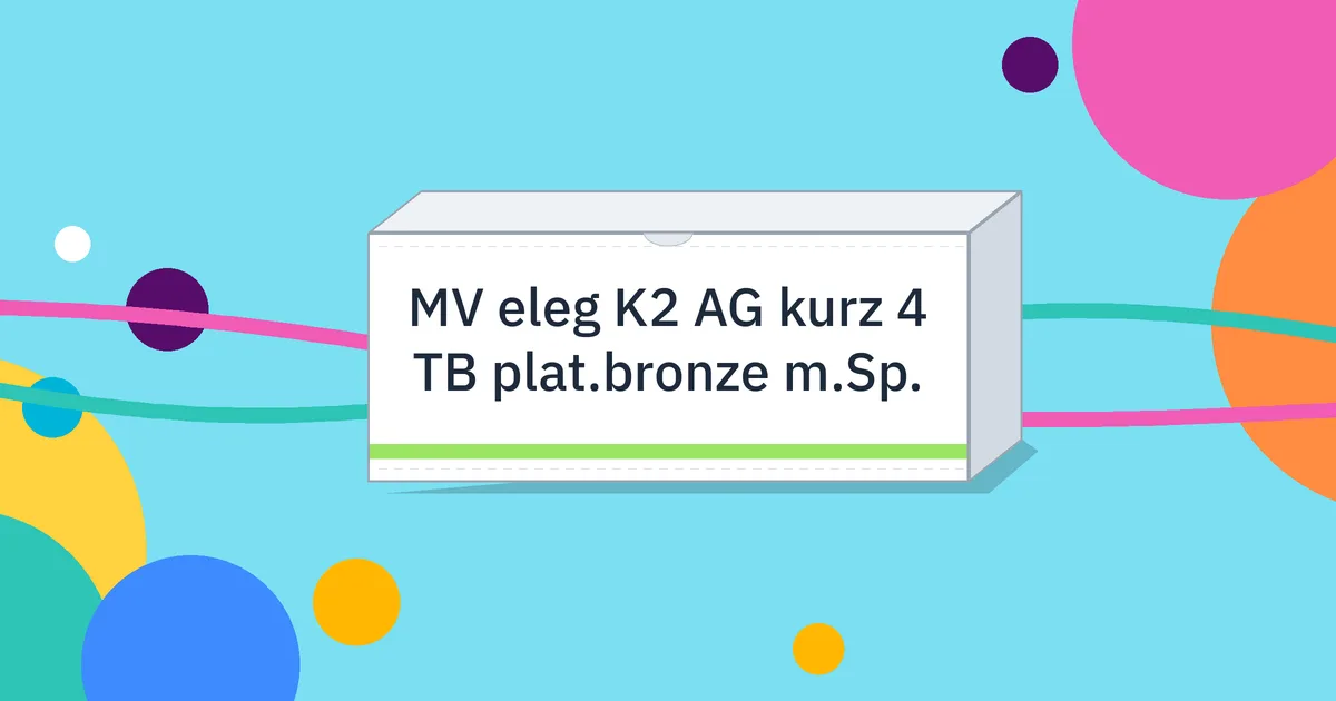 Symbolbild: Packung mit der Aufschrift MV eleg K2 AG kurz 4 TB plat.bronze m.Sp. (PZN 14715783) – Verfügbarkeit und Bezug in Apotheken in Frankfurt am Main