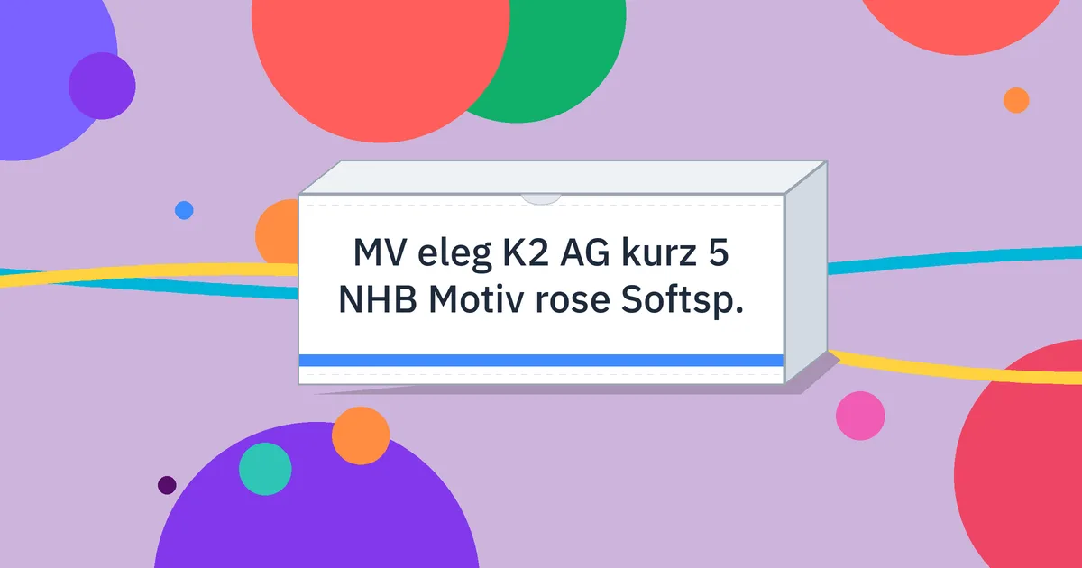 Symbolbild: Packung mit der Aufschrift MV eleg K2 AG kurz 5 NHB Motiv rose Softsp. (PZN 15707952) – Verfügbarkeit und Bezug in Apotheken in Frankfurt am Main