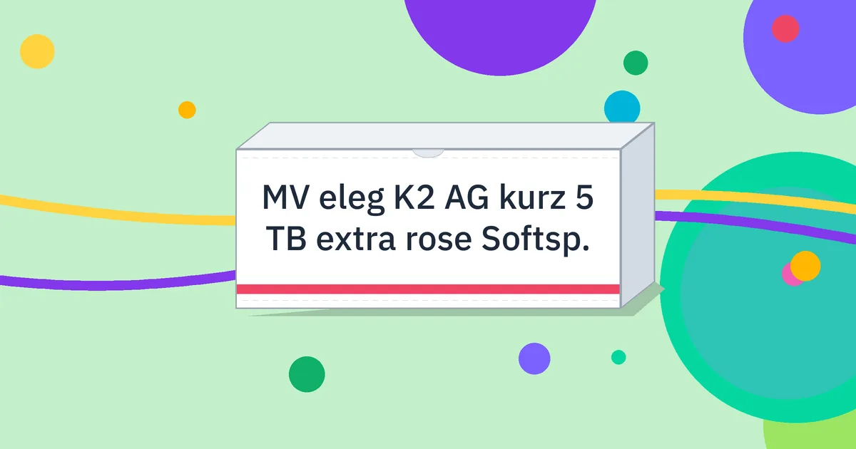 Symbolbild: Packung mit der Aufschrift MV eleg K2 AG kurz 5 TB extra rose Softsp. (PZN 14697045) – Verfügbarkeit und Bezug in Apotheken in Frankfurt am Main