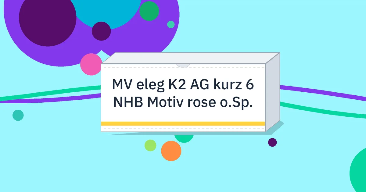 Symbolbild: Packung mit der Aufschrift MV eleg K2 AG kurz 6 NHB Motiv rose o.Sp. (PZN 15707780) – Verfügbarkeit und Bezug in Apotheken in Frankfurt am Main