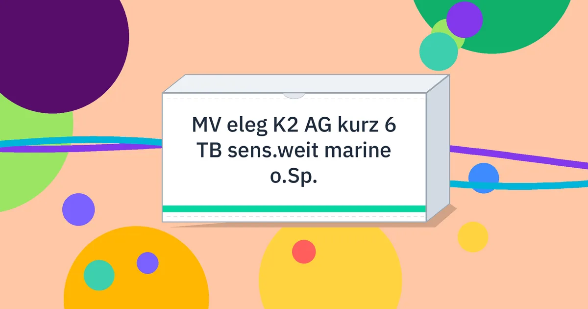 Symbolbild: Packung mit der Aufschrift MV eleg K2 AG kurz 6 TB sens.weit marine o.Sp. (PZN 14606901) – Verfügbarkeit und Bezug in Apotheken in Frankfurt am Main