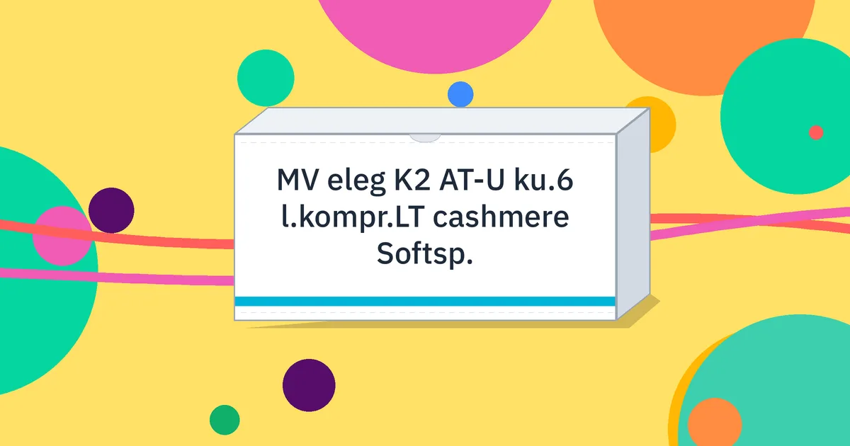 Symbolbild: Packung mit der Aufschrift MV eleg K2 AT-U ku.6 l.kompr.LT cashmere Softsp. (PZN 14665393) – Verfügbarkeit und Bezug in Apotheken in Frankfurt am Main