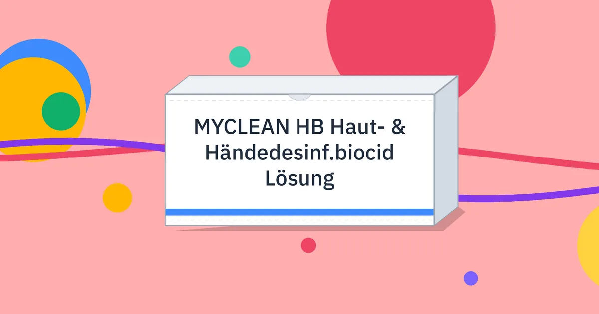 Symbolbild: Packung mit der Aufschrift MYCLEAN HB Haut- & Händedesinf.biocid Lösung (PZN 20632156) – Verfügbarkeit und Bezug in Apotheken in Frankfurt am Main