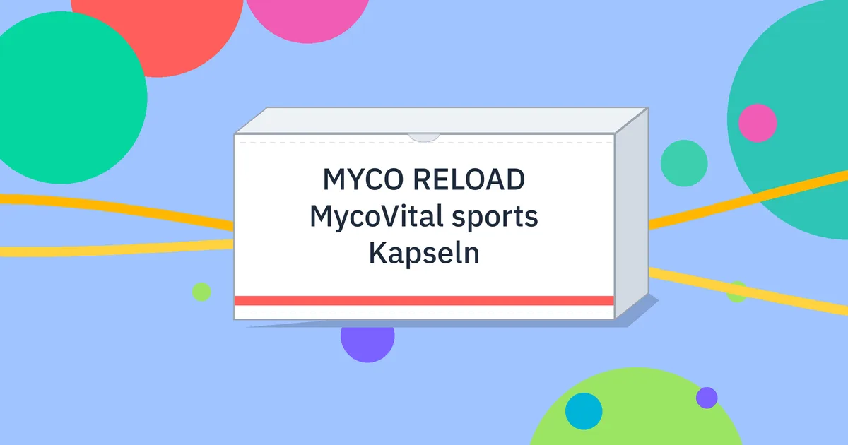 Symbolbild: Packung mit der Aufschrift MYCO RELOAD MycoVital sports Kapseln (PZN 19710767) – Verfügbarkeit und Bezug in Apotheken in Frankfurt am Main