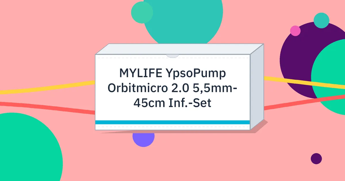Symbolbild: Packung mit der Aufschrift MYLIFE YpsoPump Orbitmicro 2.0 5,5mm-45cm Inf.-Set (PZN 17587357) – Verfügbarkeit und Bezug in Apotheken in Frankfurt am Main
