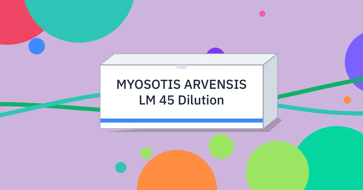 Symbolbild: Packung mit der Aufschrift MYOSOTIS ARVENSIS LM 45 Dilution (PZN 13612354) – Verfügbarkeit und Bezug in Apotheken in Frankfurt am Main