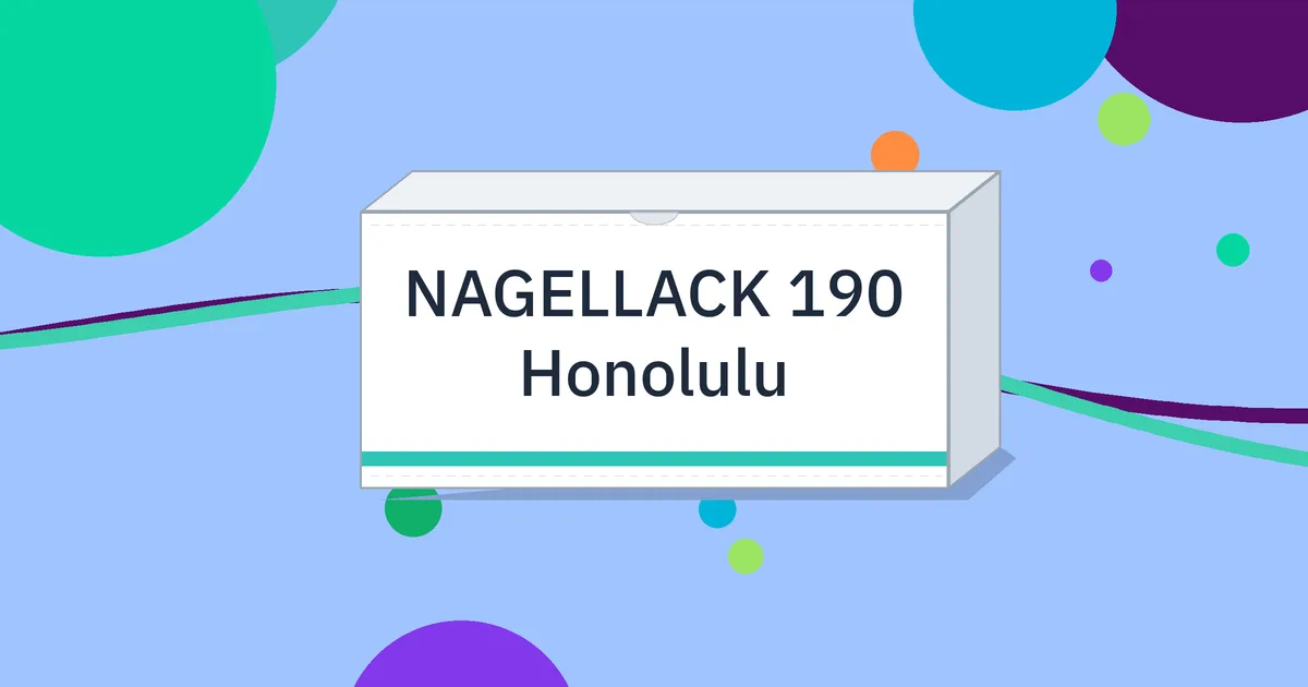 Symbolbild: Packung mit der Aufschrift NAGELLACK 190 Honolulu (PZN 10849914) – Verfügbarkeit und Bezug in Apotheken in Frankfurt am Main